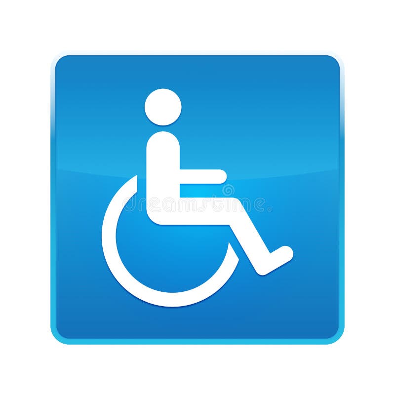 Wheelchair Handicap Icon Shiny Blue Square Button Stock Illustration ...