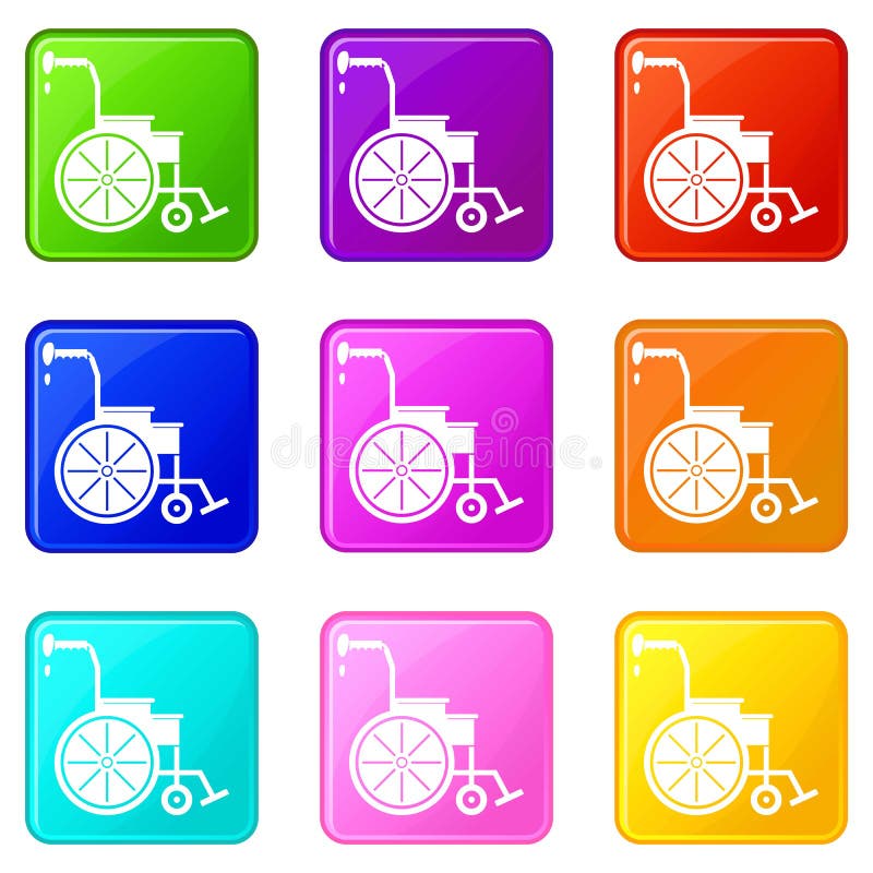 Wheelchair icons 9 set stock vector. Illustration of icon - 96083154
