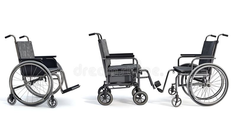 Wheelchair Isolated on White, Collage. Different Sides Views Stock ...