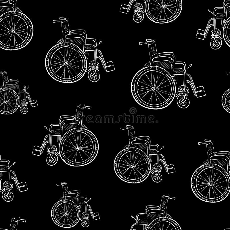 Wheelchair Line Sketch Seamless Texture Stock Vector - Illustration of ...