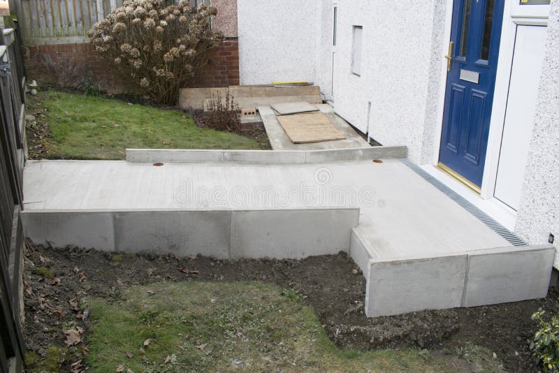 Concrete Disability Access Ramp Installation Stock Image - Image of ...