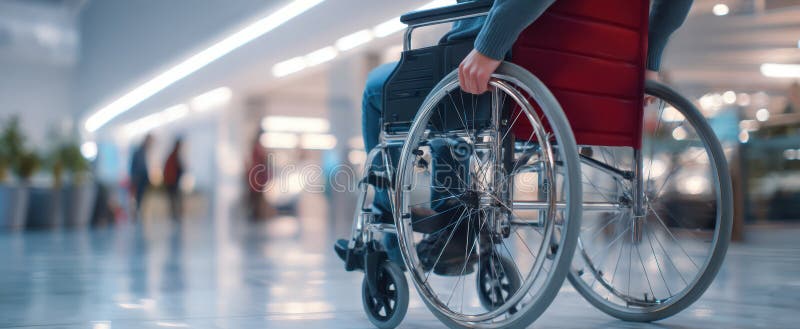 The Wheelchair Navigating through a Modern Indoor Setting with People ...