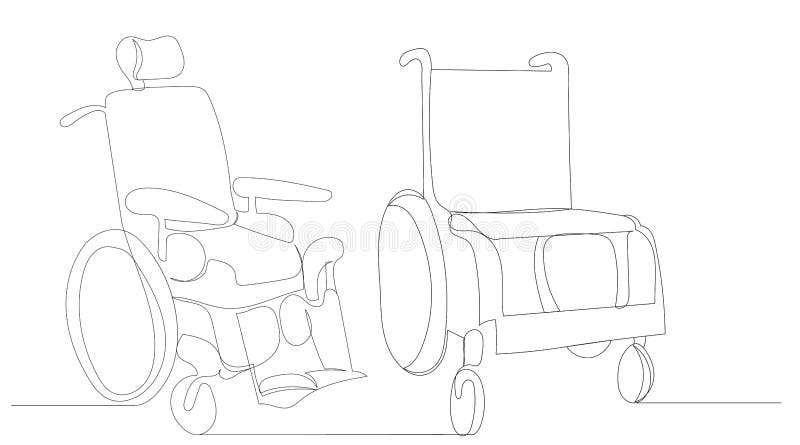 Wheelchair One Continuous Line Drawing, Isolated Stock Vector ...