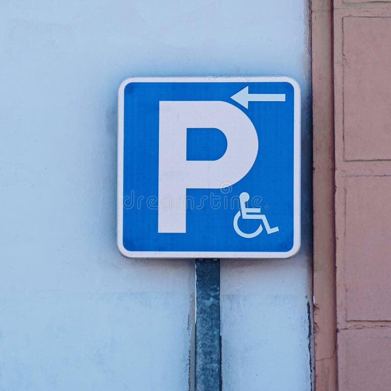 Wheelchair Parking Sign in Blue with a Big P Stock Photo - Image of ...