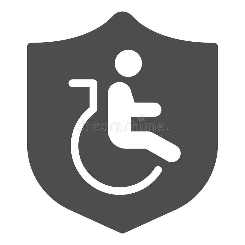 Wheelchair Protection Emblem Solid Icon, Disability Concept, Wheelchair ...