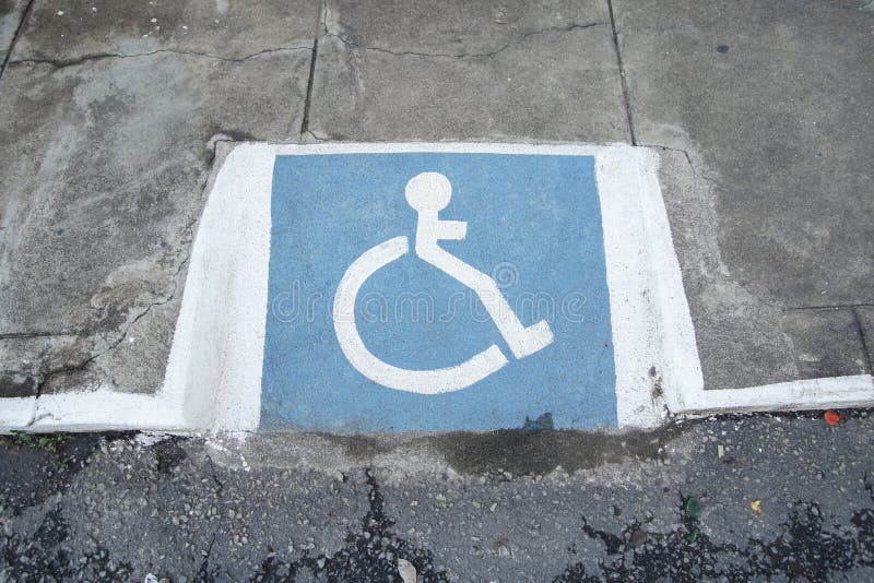 Wheelchair Ramp with Accessibility Symbol Stock Image - Image of street ...