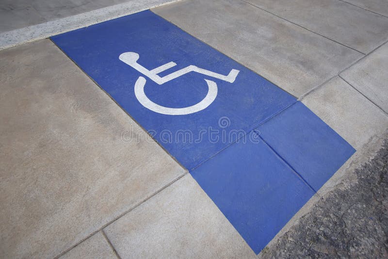 Wheelchair Ramp with Accessibility Symbol and Crosswalk Stock Image ...