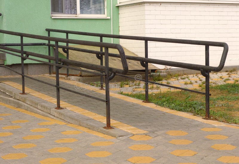 Wheelchair Ramp at an Apartment Building Stock Image - Image of black ...