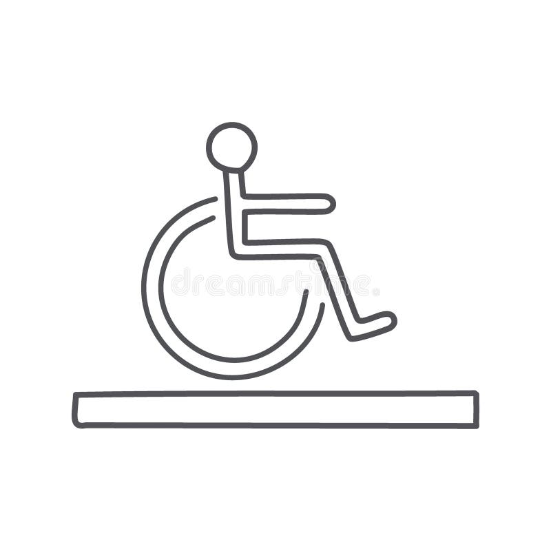 Wheelchair Ramp Icon. Line Drawing of a Wheelchair Ramp, Symbolizing ...