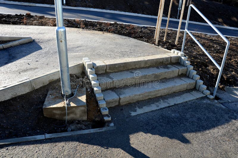 Wheelchair Ramp and Stairs on the Other Side. Height Differences are ...