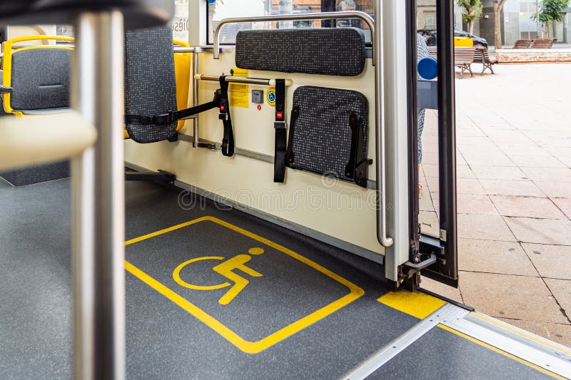 Wheelchair Space and Folding Seats Showing Accessibility in Modern ...