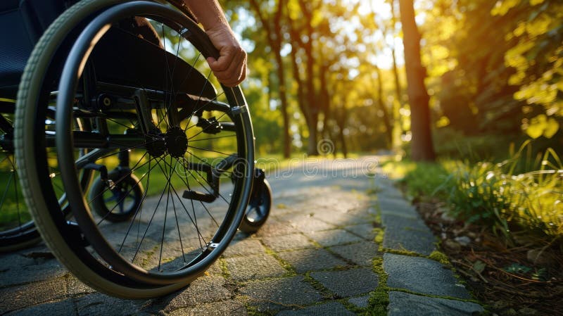 The Wheelchair on Sunny Path.AI Generated Image Stock Image - Image of ...