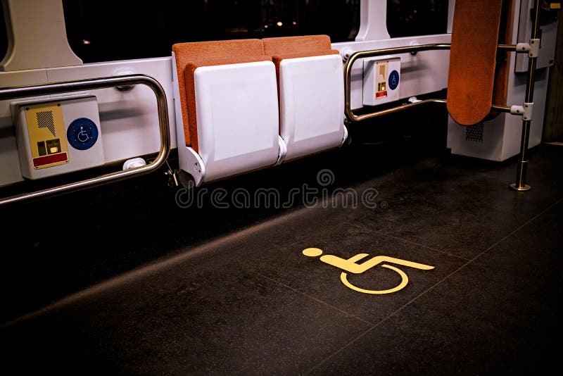 Wheelchair Symbol in Public Transport Stock Image - Image of assistance ...