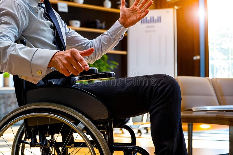 Wheelchair User in a Room with a Table, AI-generated. Stock ...