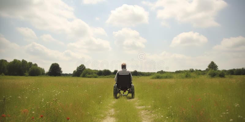 Wheelchair Users on a Meadow Walking, Concept of Accessibility and ...