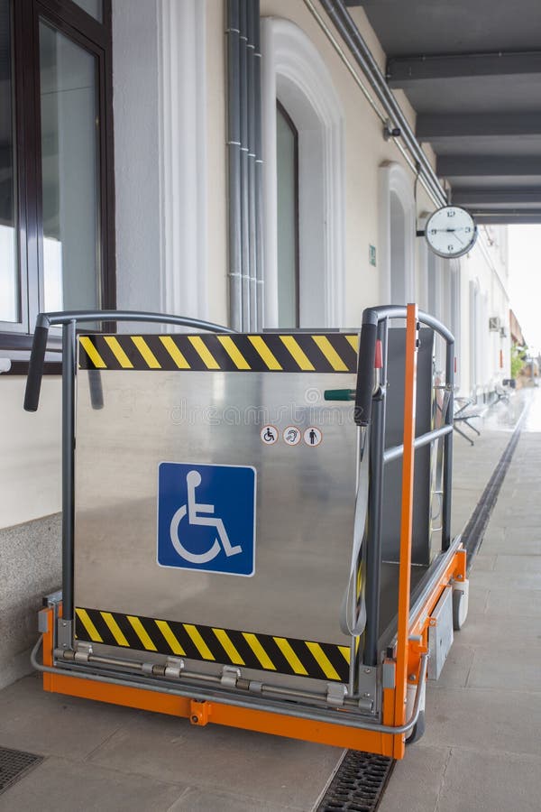 Wheelchairs Elevator Device at Railway Station Stock Photo - Image of ...