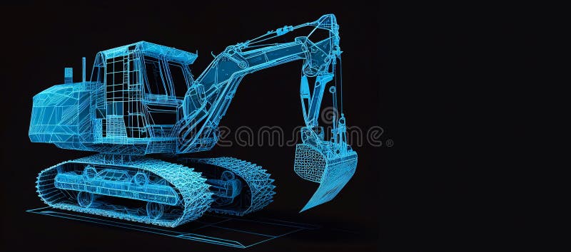 Wheeled Loader Wireframe Mesh Futuristic Design Concept Illustration of ...