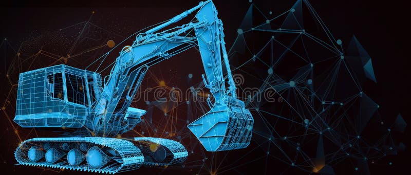 Wheeled Loader Wireframe Mesh Futuristic Design Concept Illustration of ...