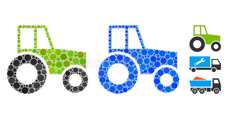 Wheeled Tractor Mosaic Icon of Round Dots Stock Illustration ...