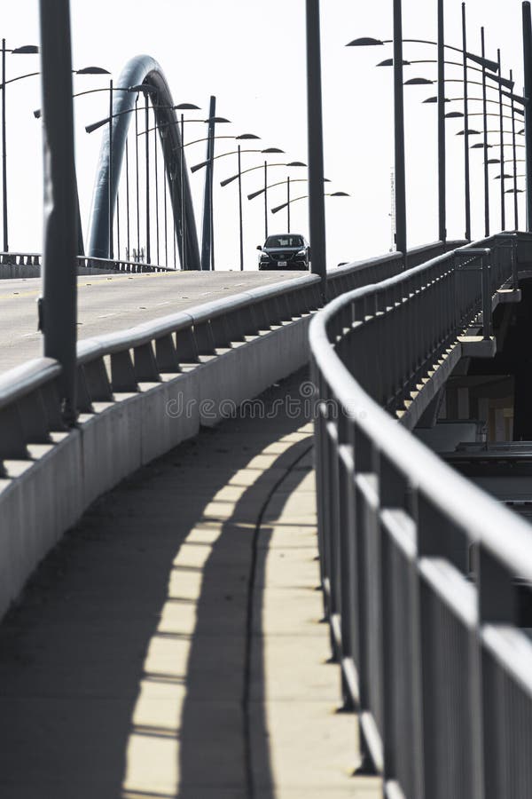 Bridge Sidewalk with Guardrail and Fence Stock Image - Image of warm ...
