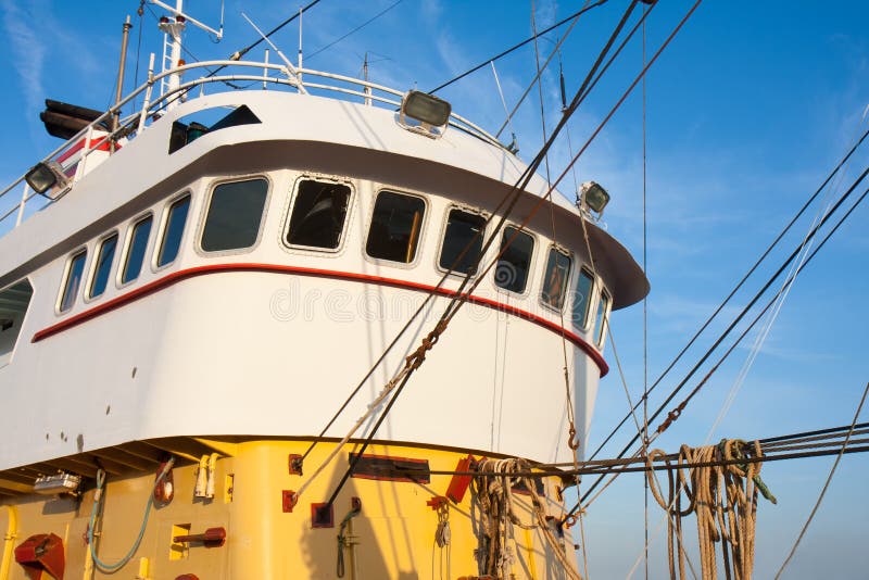Wheelhouse of a Small Fishing Vessel Stock Photo - Image of helm ...