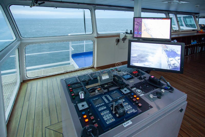 The wheelhouse of a ferry editorial photography. Image of electric ...