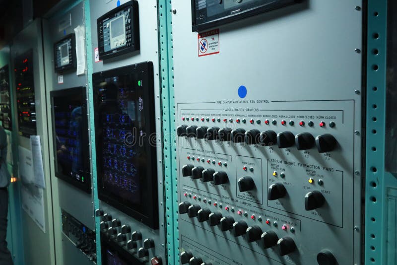 Wheelhouse in modern ship stock photo. Image of detail - 257124584