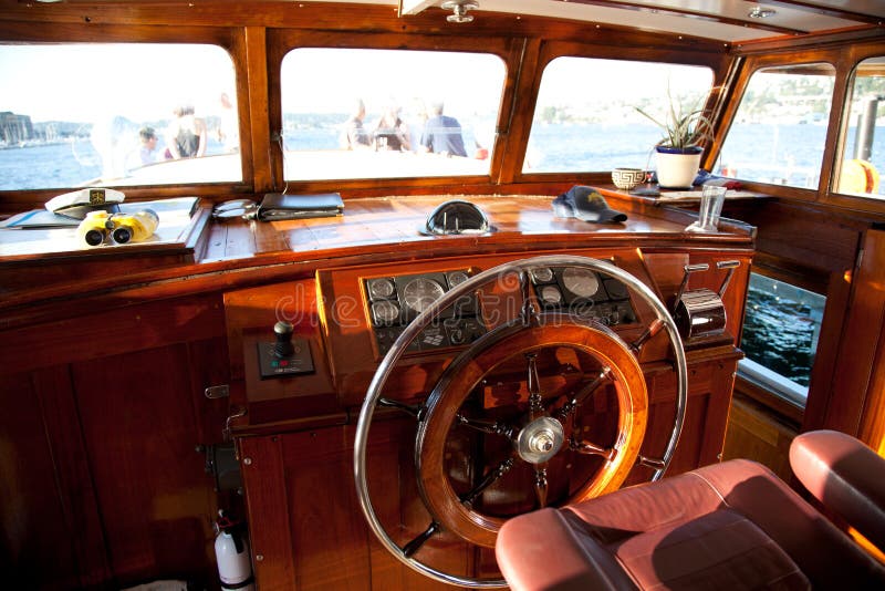 Wheelhouse of a Wooden Steamer Stock Photo - Image of knobs, control ...