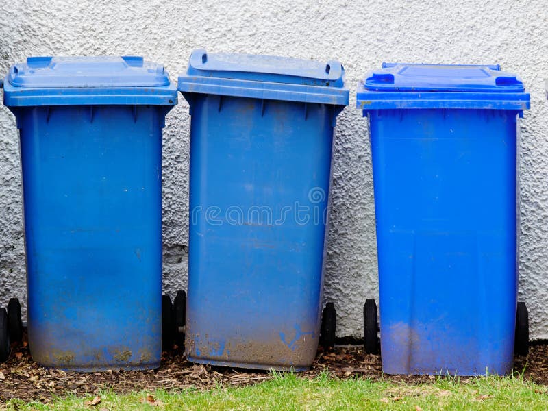 Wheelie Bins in Row for Refuge Collection Outdoors Stock Image - Image ...