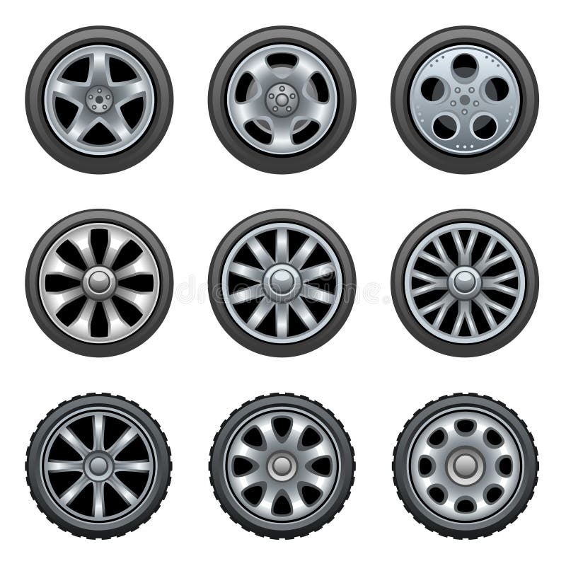 Vector car wheels set stock vector. Illustration of transport - 5796815