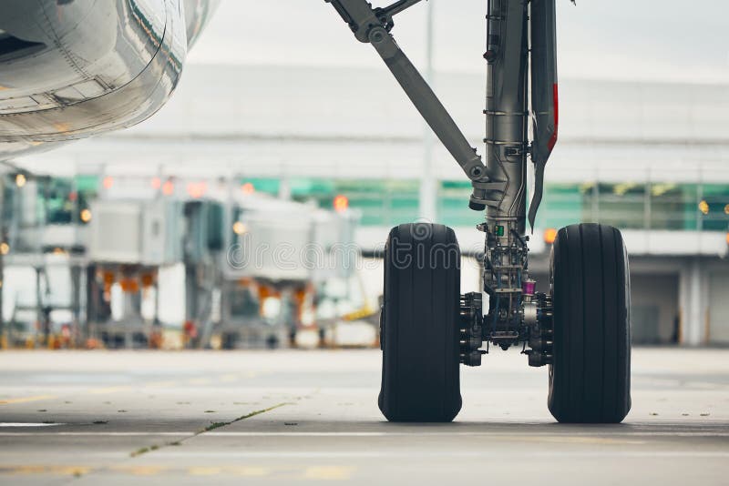 Wheels of the airplane stock photo. Image of fuselage - 97232982