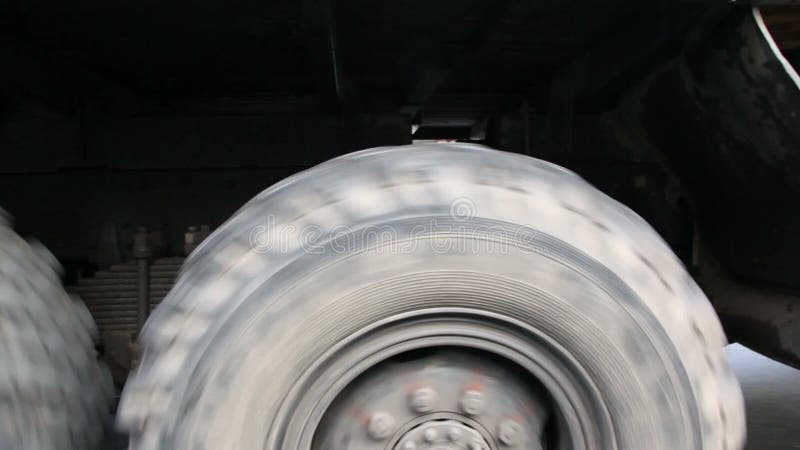 Wheels of Big Truck Rotates, Close-up View in Stock Video - Video of ...
