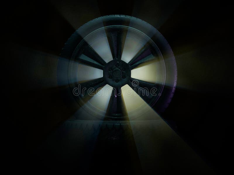 Wheels with Blackened Rim in Back Light. 3D Stock Illustration ...