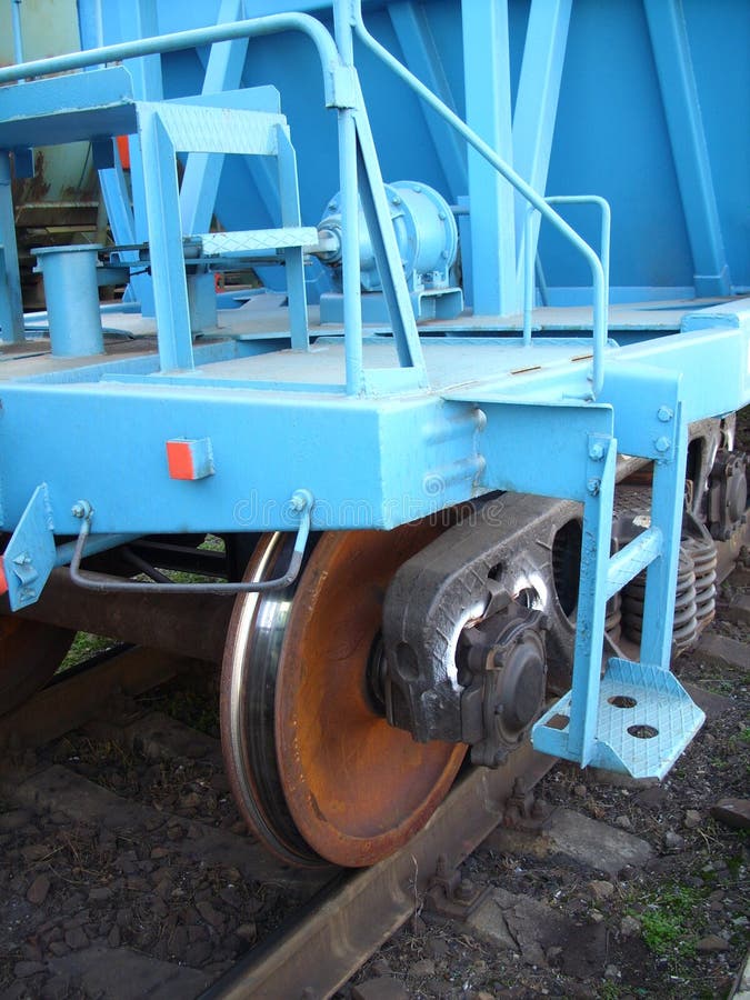 Wheels on Freight Rails at a Railway Station Stock Image - Image of ...