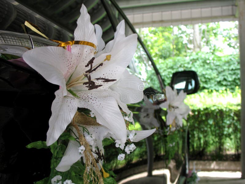 The Wheels of a Car Decorated with Flowers for Wedding Stock Image ...