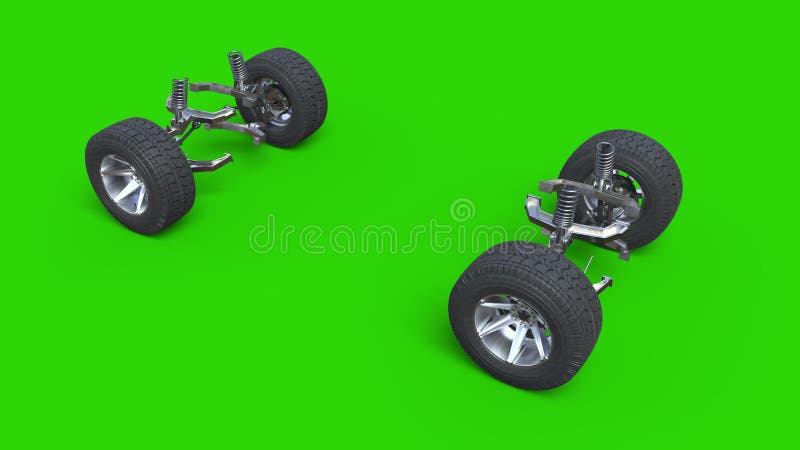Wheels Car Green Screen 3D Rendering Animation 4K Stock Video - Video ...