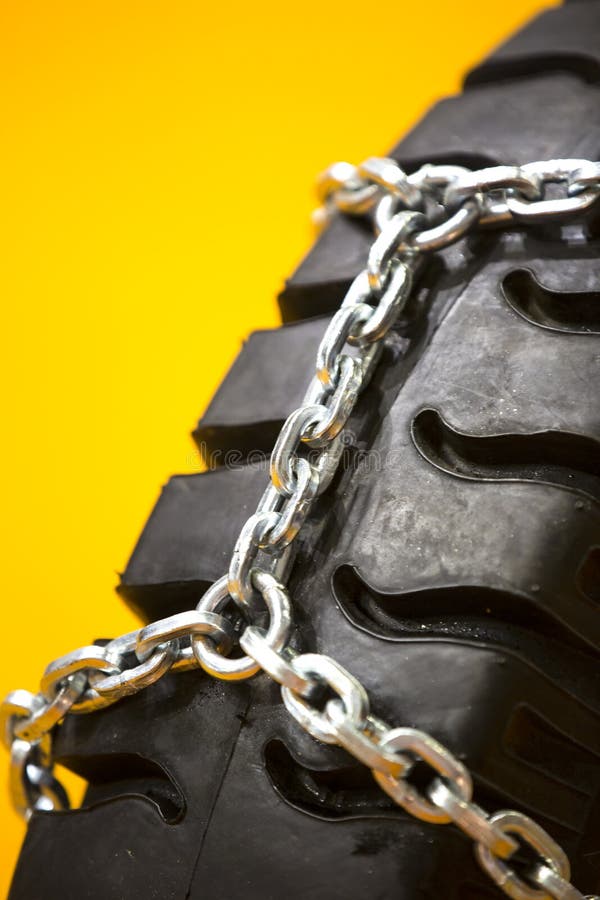Wheels with chains stock photo. Image of truck, tire - 73121250