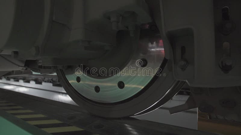 Wheels on Chassis of Train Wagons at Workshop in Factory Stock Video ...