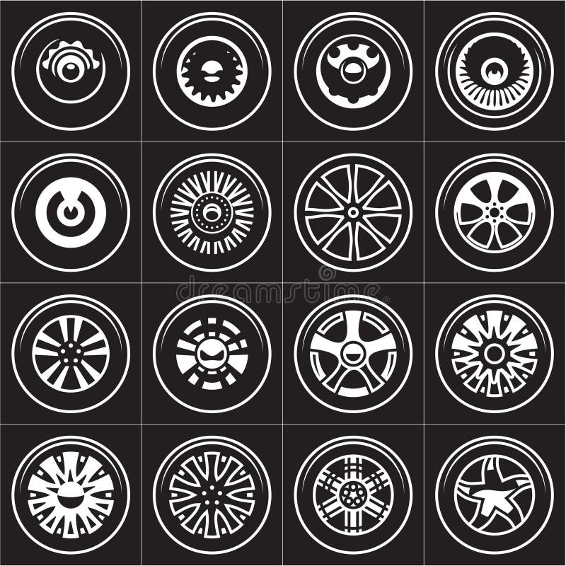 Wheels. Rims vector set. stock vector. Illustration of outline - 109260729
