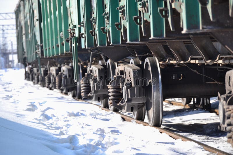 Wheels of Freight Cars. the Concept of Logistics by Rail Stock Image ...