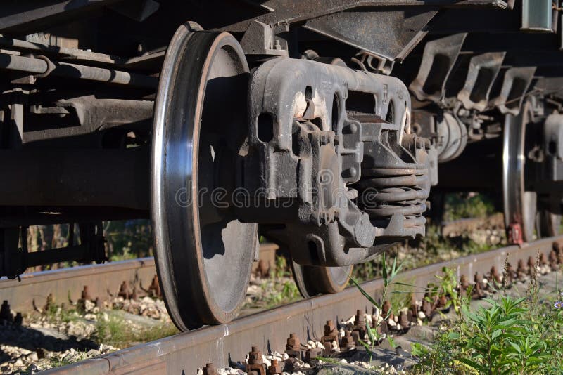 Wheels of a Freight Railway Car Close-up. Russia Stock Image - Image of ...