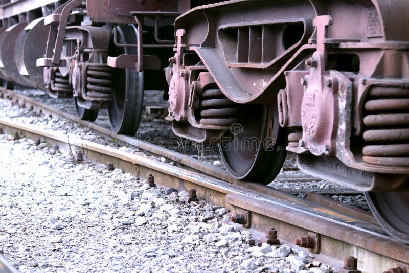 Wheels of train on station stock photo. Image of metal - 135212074