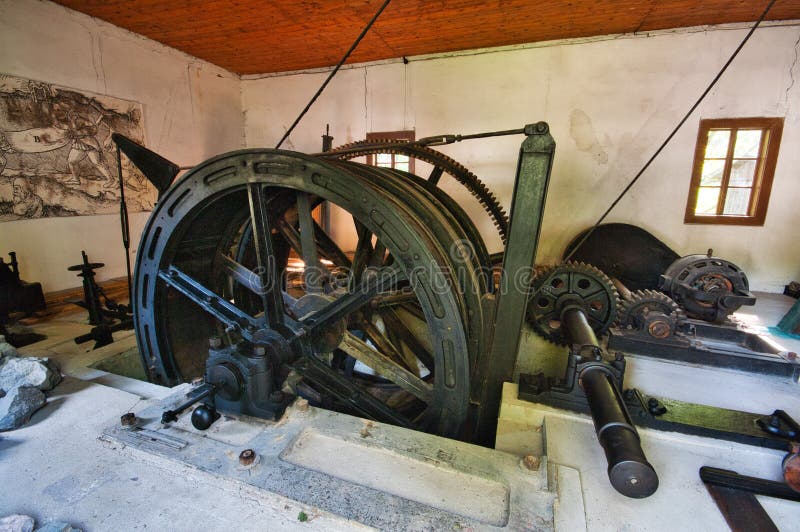 Wheels of Mining Machine in Open Air Mining Museum in Banska Stiavnica ...