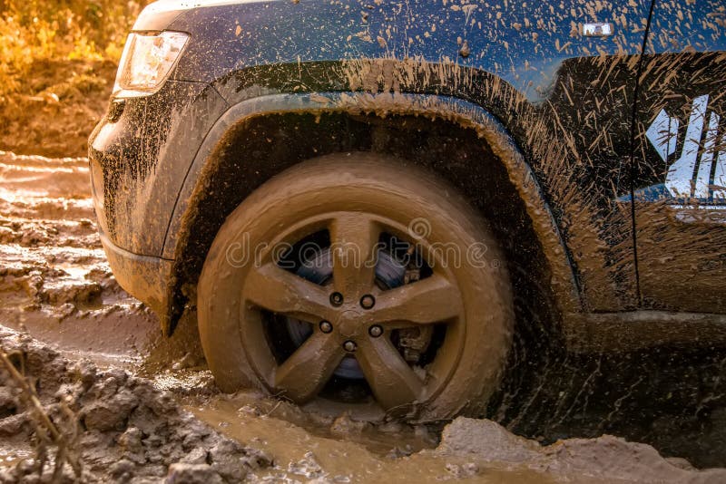 Of wheels in the mud stock image. Image of road, danger - 86399589