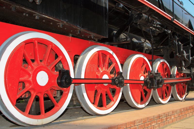 Wheels of the Old Express Steam Train Stock Photo - Image of detail ...