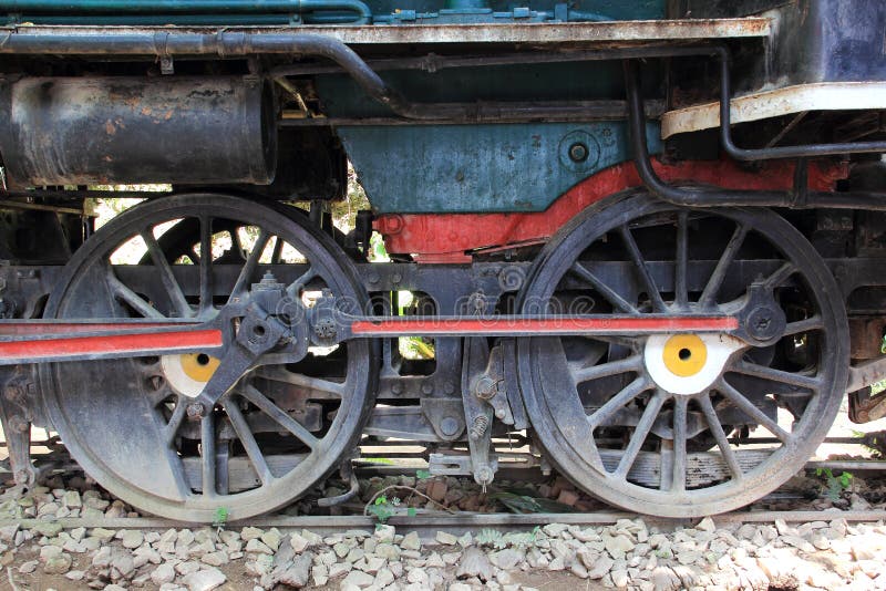 Wheels of the Old Express Steam Train Stock Photo - Image of detail ...