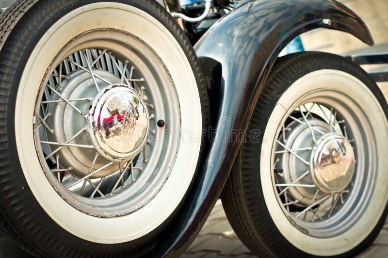 Wheels of an old Ford car editorial photo. Image of polished - 24037821