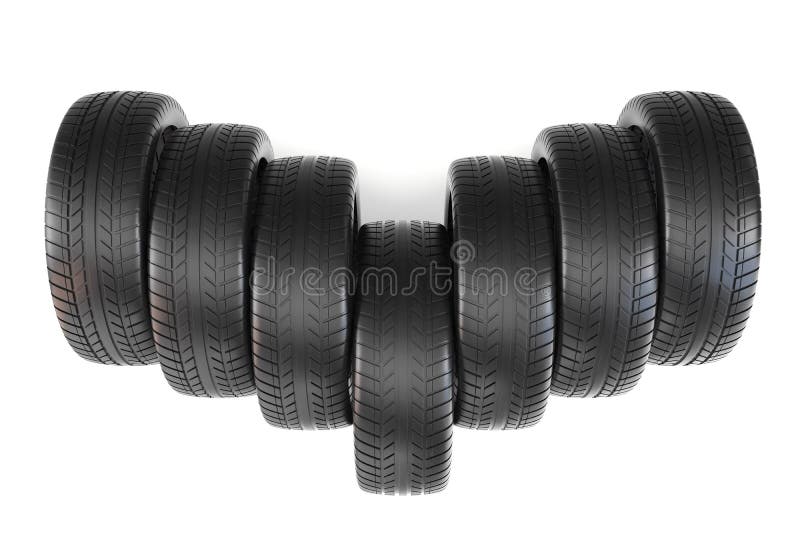 Wheels Top View, Isolated on White Background with Shadow. 3d ...
