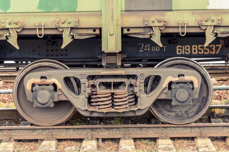 Train wheels on rails stock image. Image of metal, logistics - 126745075