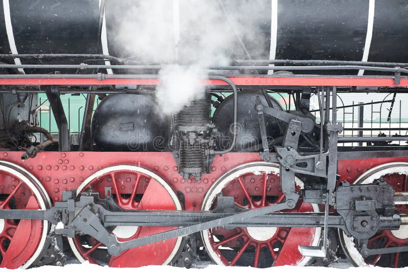 Wheels Under Locomotive with Steam Stock Image - Image of iron, engine ...